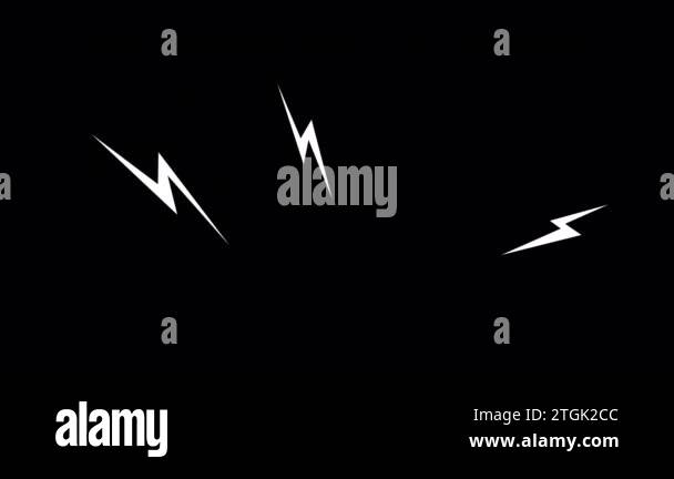 Animated lightning bolt elements. Stress situation. Flat cartoon style ...