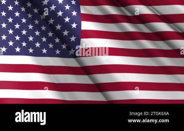 Close up realistic texture fabric textile silk flag of America United ...