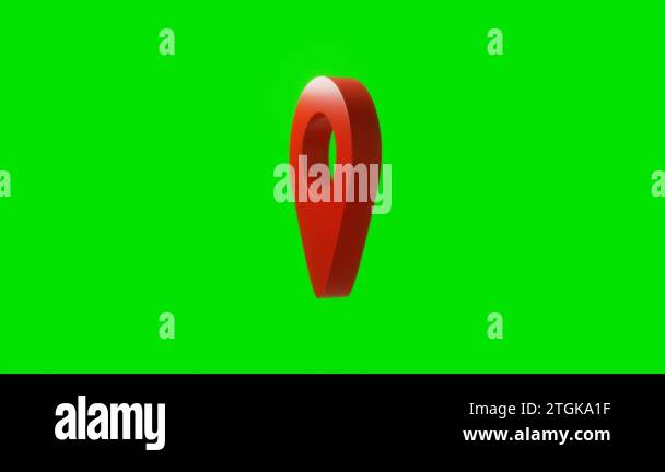 Seamless looping location pin symbol turns around itself on chroma key ...