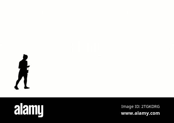 silhouette people walk on white background. silhouette black people ...