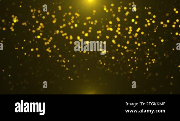 Golden luxury bokeh on particles floating in the air. Dust and glitter particles background ...