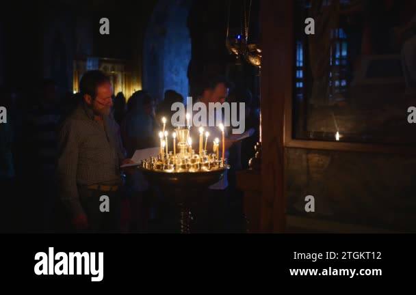 Men Holy Trinity Jonah's Monastery Mary's Dormition Day Kiev Worshipers ...