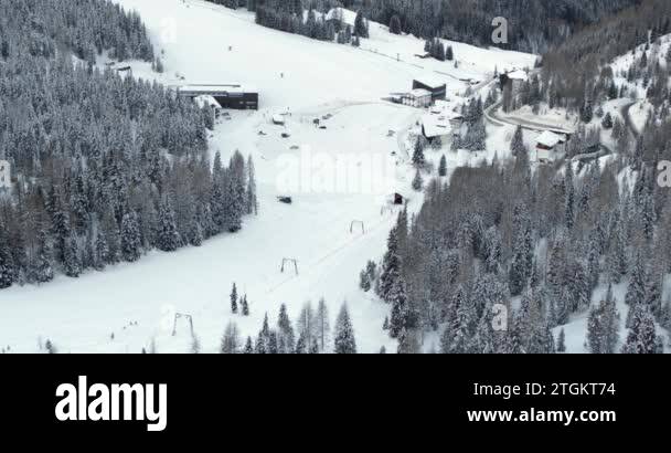 Selva, Italy - January 05. 2021: Aerial Ski Resort in Val Gardena ...