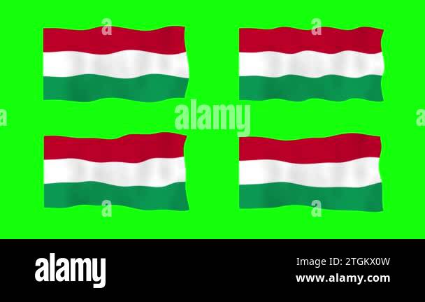 Hungary Waving Flag 2d Animation On Green Screen Background Looping