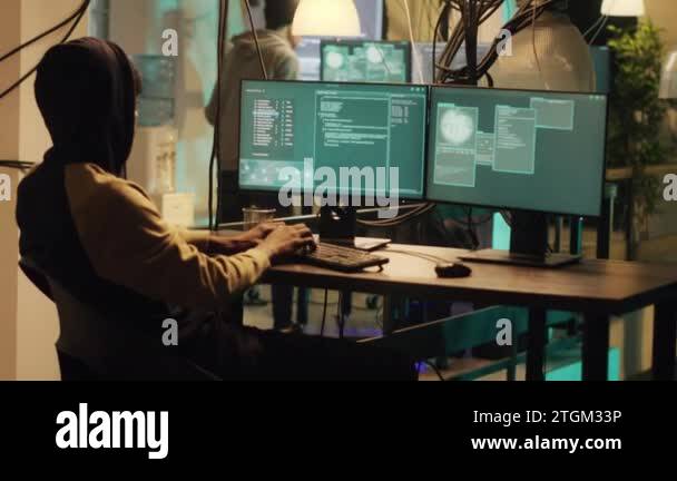 Mysterious hacker breaking into pc system with trojan virus, gaining ...