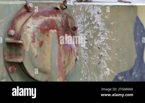 Russian combat vehicle, with holes in the armor. Destroyed military ...