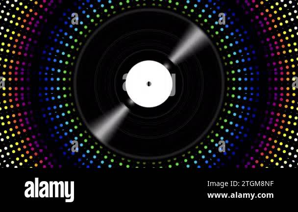 Spinning vinyl disc on abstract spiral moving background. Seamless ...