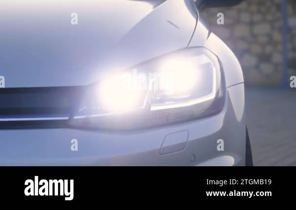 Car Front Full Led Light. Modern car headlamp flashing light with ...