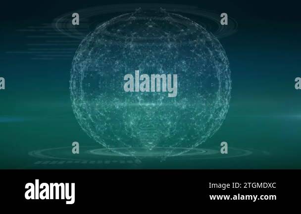 Animation of scientific data, dna and connections over green background ...