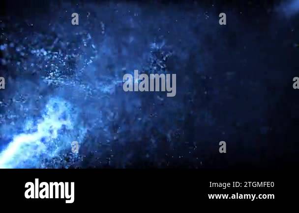 Abstract loop blue fire particles with smoke cloud flare explod flow ...