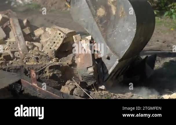 Construction debris from demolished buildings and bricks left over from ...