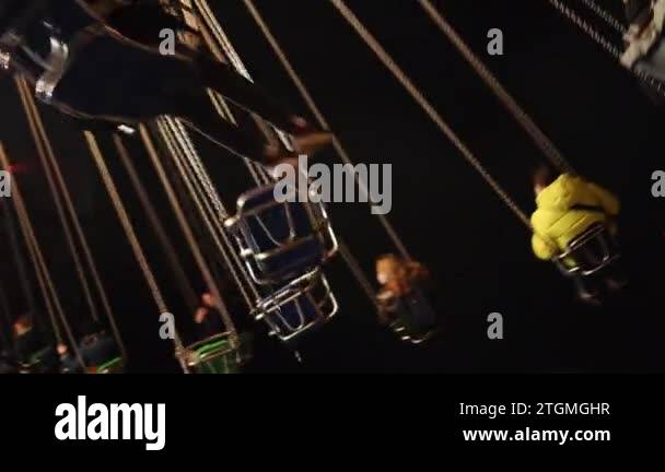 Childrens Carousel, swinging carousel, night illumination, Chain ...