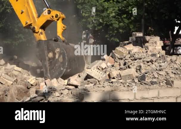 Construction debris from demolished buildings and bricks left over from ...