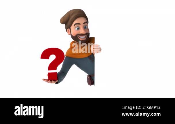 Fun 3D cartoon medieval man with question mark Stock Video Footage - Alamy