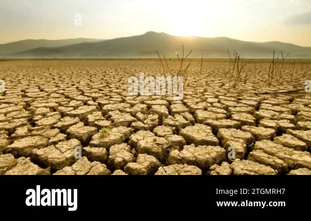 Concept of drought Soil cracked Dry fractured soil drought on lake ...