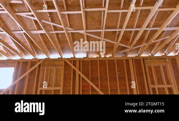 Roofing post beam framework of a new residential building under ...