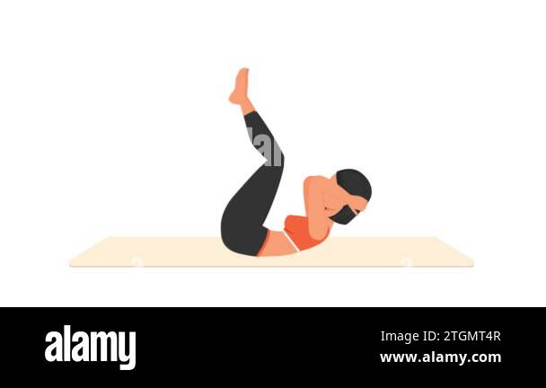 Reverse crunches exercise tutorial. Female workout on mat. Fitness ...