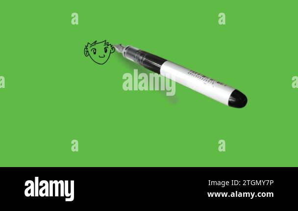 Draw little character standing boy catch square blank board in left ...