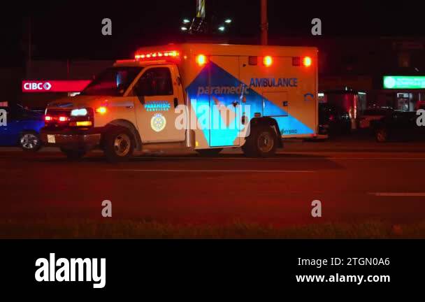 Toronto, Ontario, Canada - December 5, 2022: View of flashing lights of ...