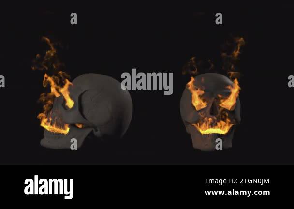 The flame is burning from the skull of a man who is spinning.Fire ...