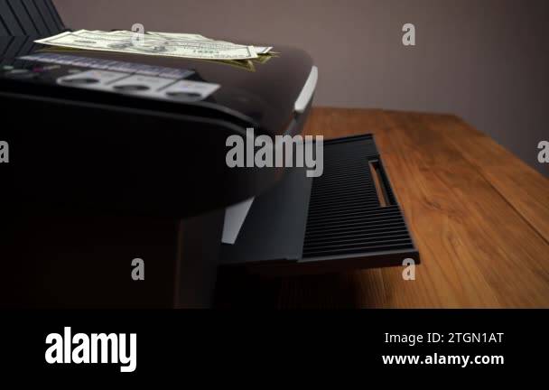 Print on a counterfeit one hundred dollar bill. Fake money, illegal ...