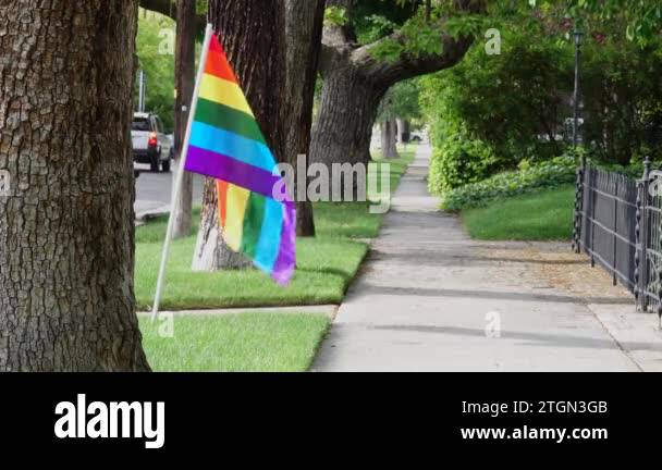Rainbow Gay Pride Flag in Neighborhood Stock Video Footage - Alamy