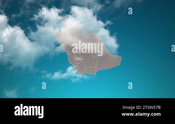 saudi Arabia country map with zoom in Realistic Clouds Fly Through ...