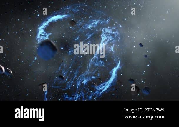 Galaxy space flight exploration space rock scence at Cygnus loop Nebula ...