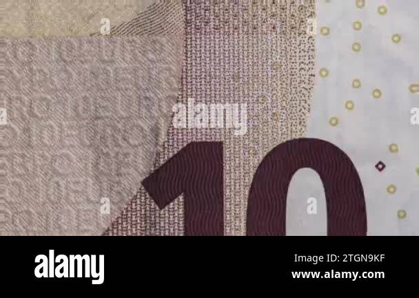 Euro banknotes changing in stop motion, loopable, close-up. Parts of ...