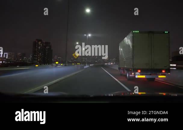 Tokyo Metropolitan Expressway Car driving Night View Japan shutoko ...