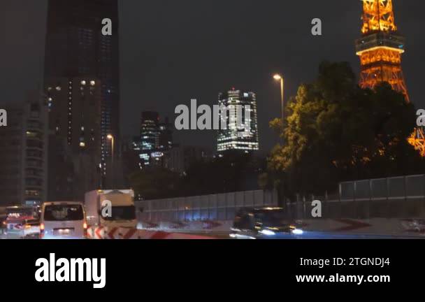 Tokyo Metropolitan Expressway Car driving Night View Japan shutoko ...