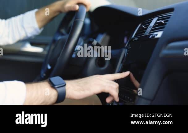 Unrecognizable man hand touching, clicking, tapping, sliding, dragging ...