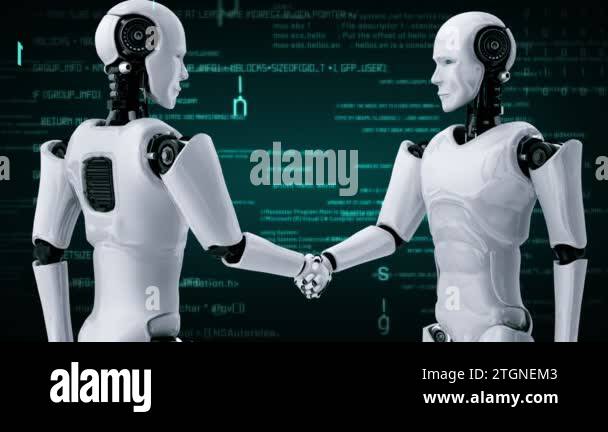 Futuristic robot artificial intelligence huminoid AI programming coding ...