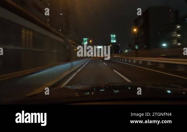 Tokyo Metropolitan Expressway Car driving Night View Japan shutoko ...
