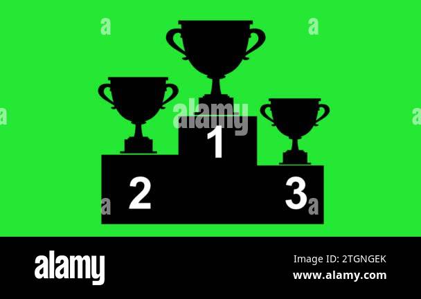 animation icon of first, second and third place, with black silhouettes ...