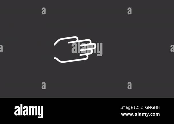 Animated right hand white line icon. Open palm. Stretching arm. Non ...
