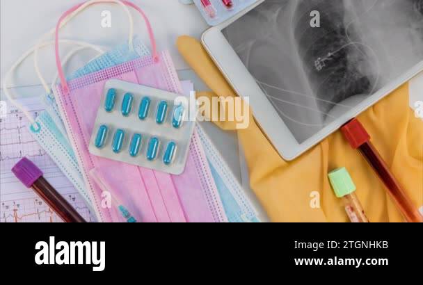 Doctor checks digital monitor on x-ray the correct installation of a ...