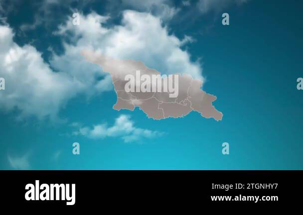 georgia South Ossetia country map with zoom in Realistic Clouds Fly ...