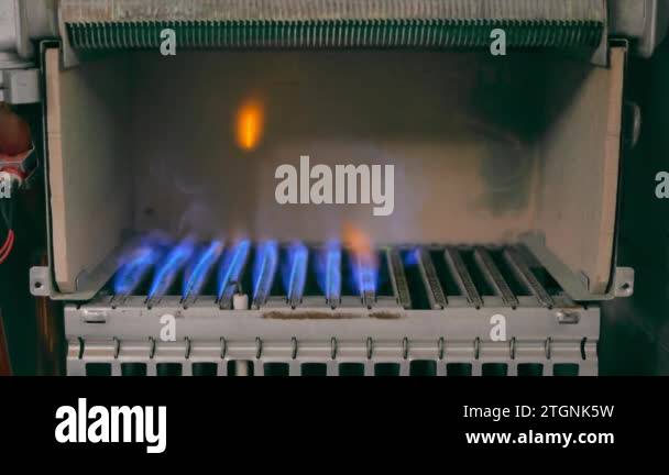 Gas ignition in the middle of the heating boiler. Heating with natural ...