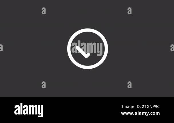 Animated tick button white line icon. Check mark. Selecting, accepting ...