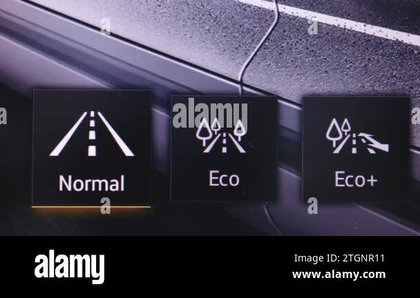 Electric car dashboard display. Electric Car Mode Normal Eco Eco Plus ...