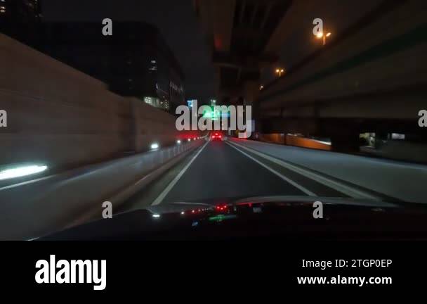 Tokyo Metropolitan Expressway Car driving Night View Japan shutoko ...