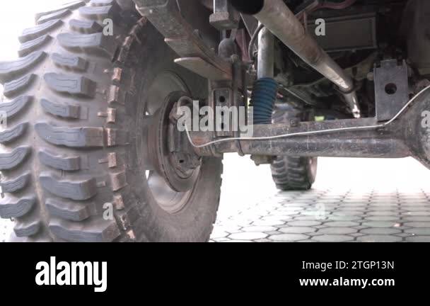 Rear axle of offroad pick up truck 4WD with shaft drive Stock Video ...