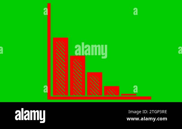 Animated red recession chart of financial decline with a trend line ...