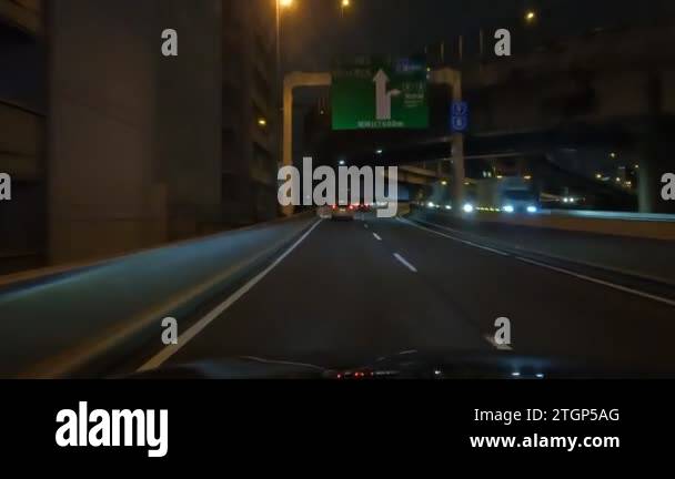 Tokyo Metropolitan Expressway Car driving Night View Japan shutoko ...