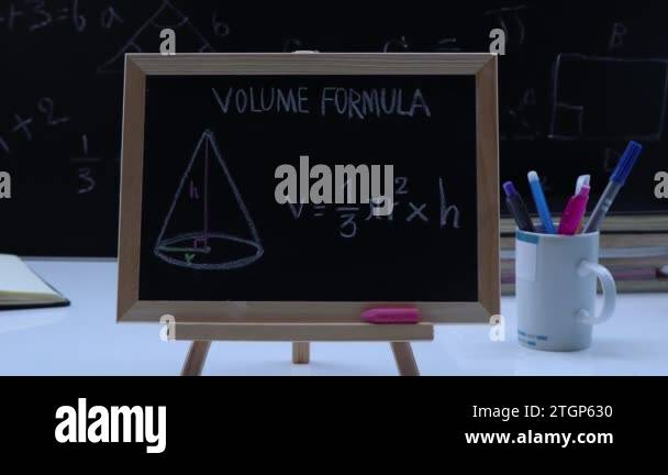 Blackboard with hand written geometry volume formulas and geometric ... Blackboard with hand written geometry volume formulas and geometric ...