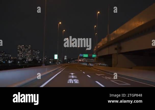 Tokyo Metropolitan Expressway Car driving Night View Japan shutoko ...