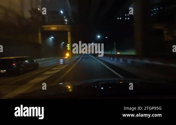 Tokyo Metropolitan Expressway Car driving Night View Japan shutoko ...