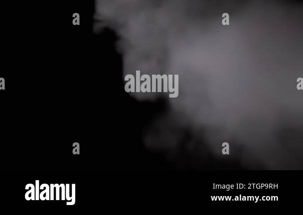 Explosion of a White Foggy Cloud of Flying Smoke on Black Background ...