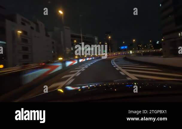 Tokyo Metropolitan Expressway Car driving Night View Japan shutoko ...